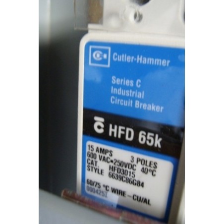 "Cutler Hammer HFD3015 - 15A, 3-Pole 600V High-Capacity Circuit Break